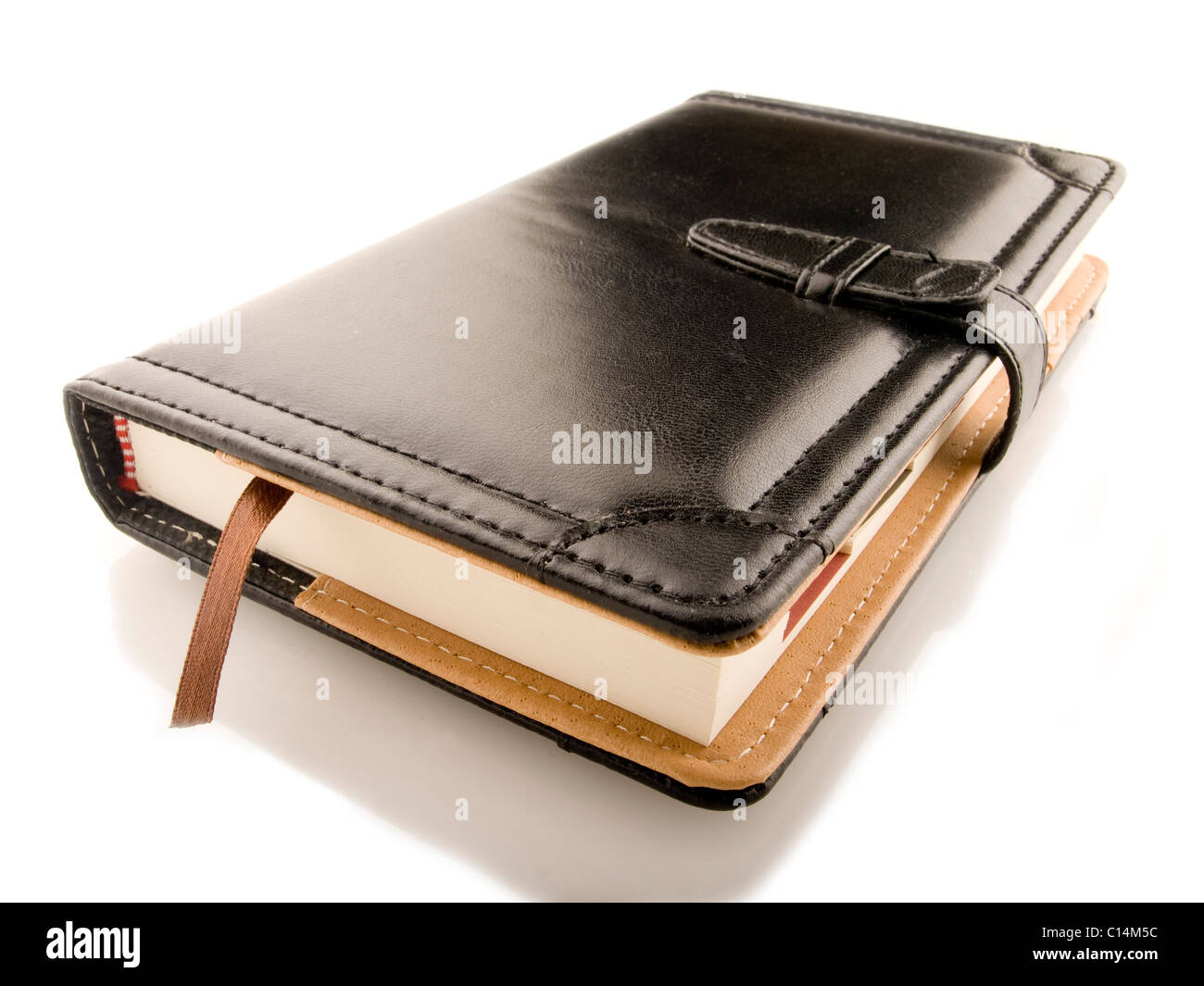 leather, cloused calendar on white background Stock Photo - Alamy