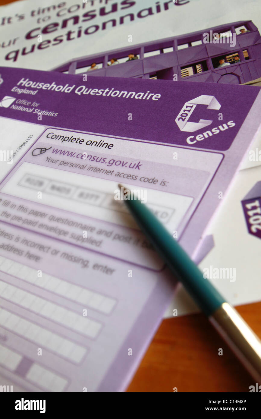 United Kingdom 2011 Census - Household Questionnaire form for England ...