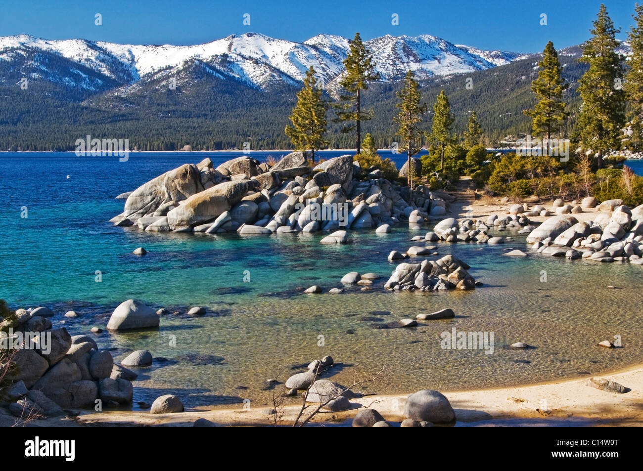 Divers Cove at Sand Harbor on the east shore of Lake Tahoe in the ...