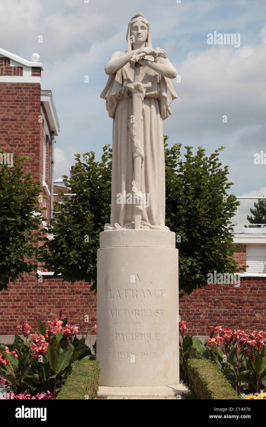 World War One memorial in the centre of the pretty French village of ...