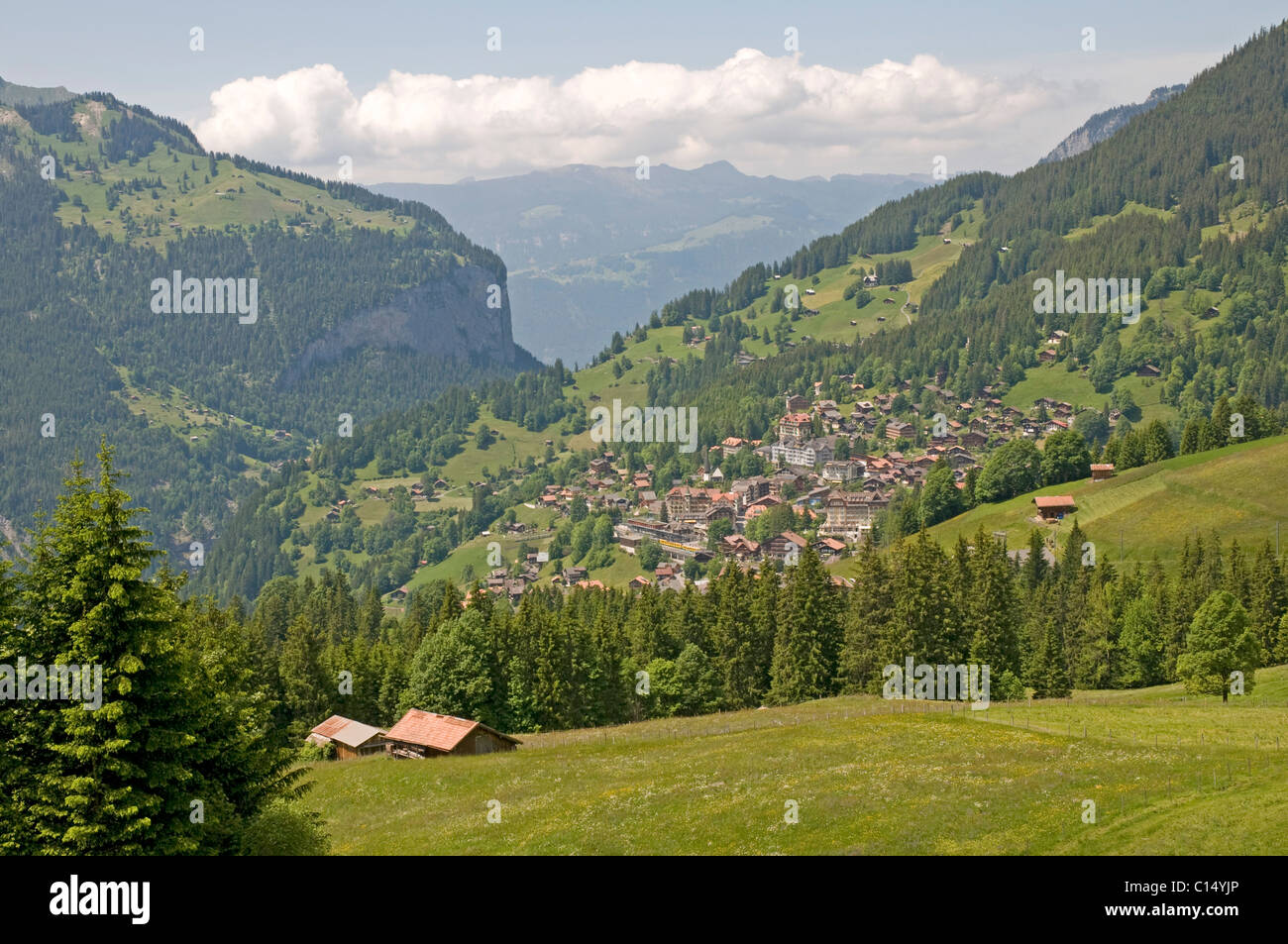 View of Wengen from the Mannlichen Stock Photo - Alamy