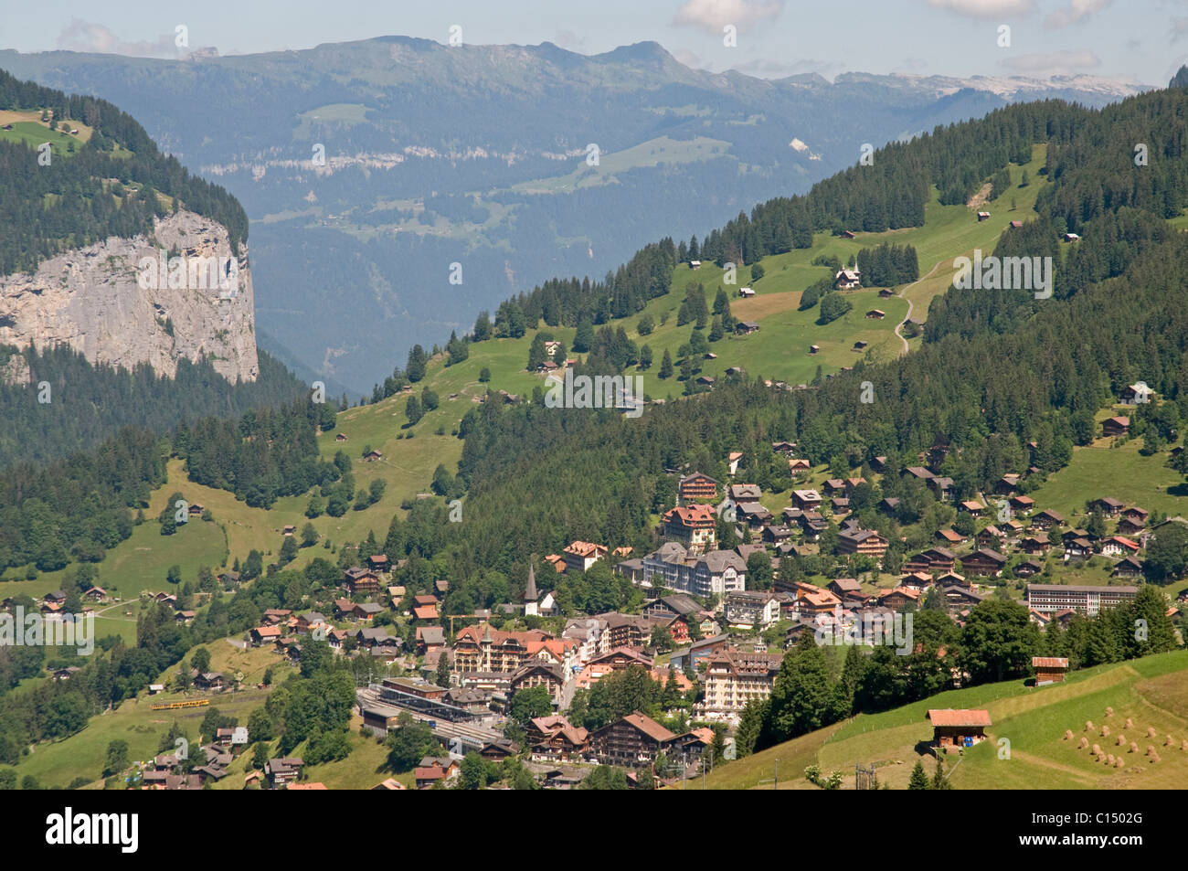 View of Wengen from the Mannlichen Stock Photo - Alamy