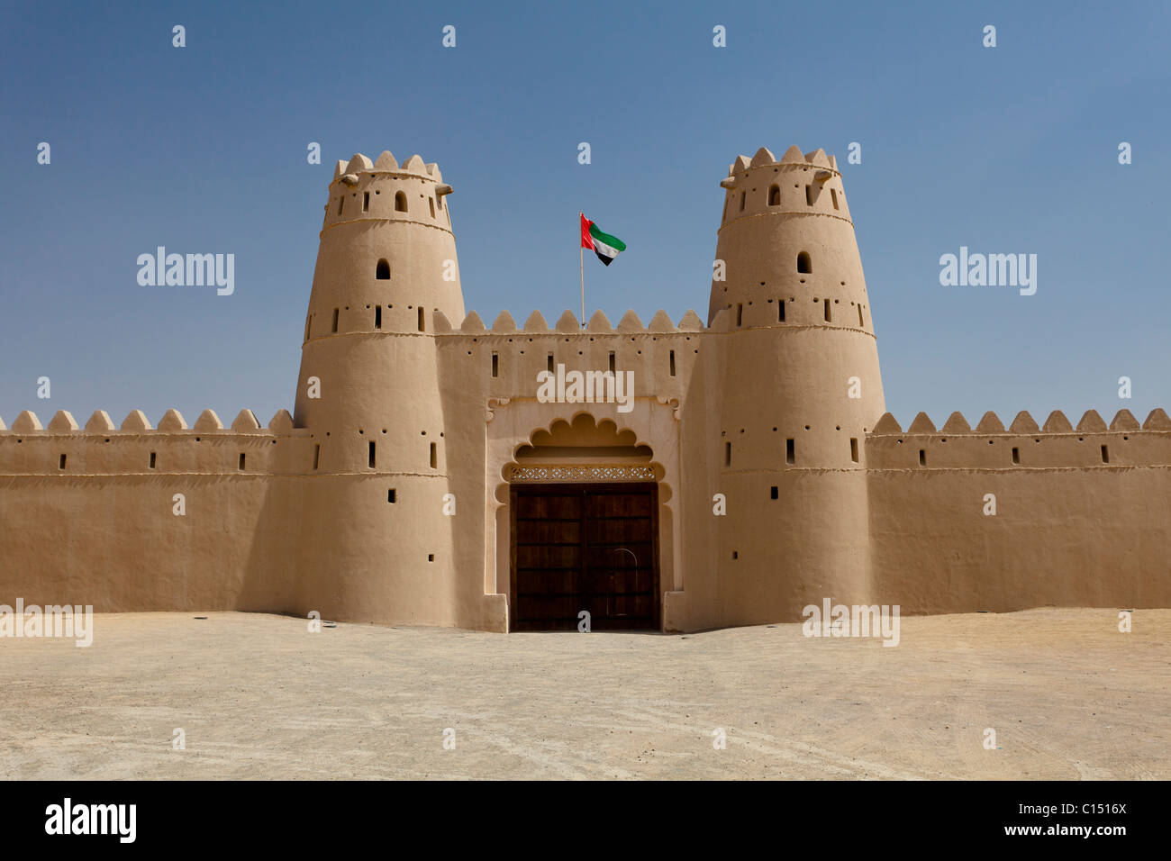 The Al Jahili Fort entrance gate in Al Ain, United Arab Emirates ...