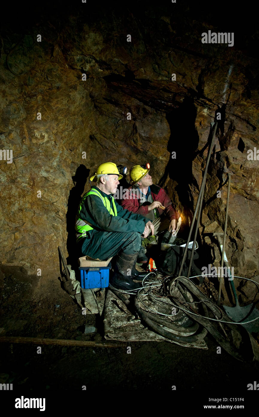 Tin miners take a break in South Crofty mine, Camborne, Cornwall Stock ...