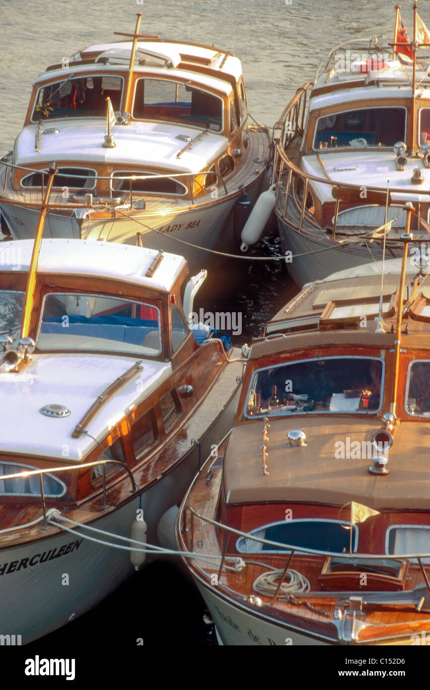Bates Starcraft motor cruisers moored on the River Thames at Maidenhead ...