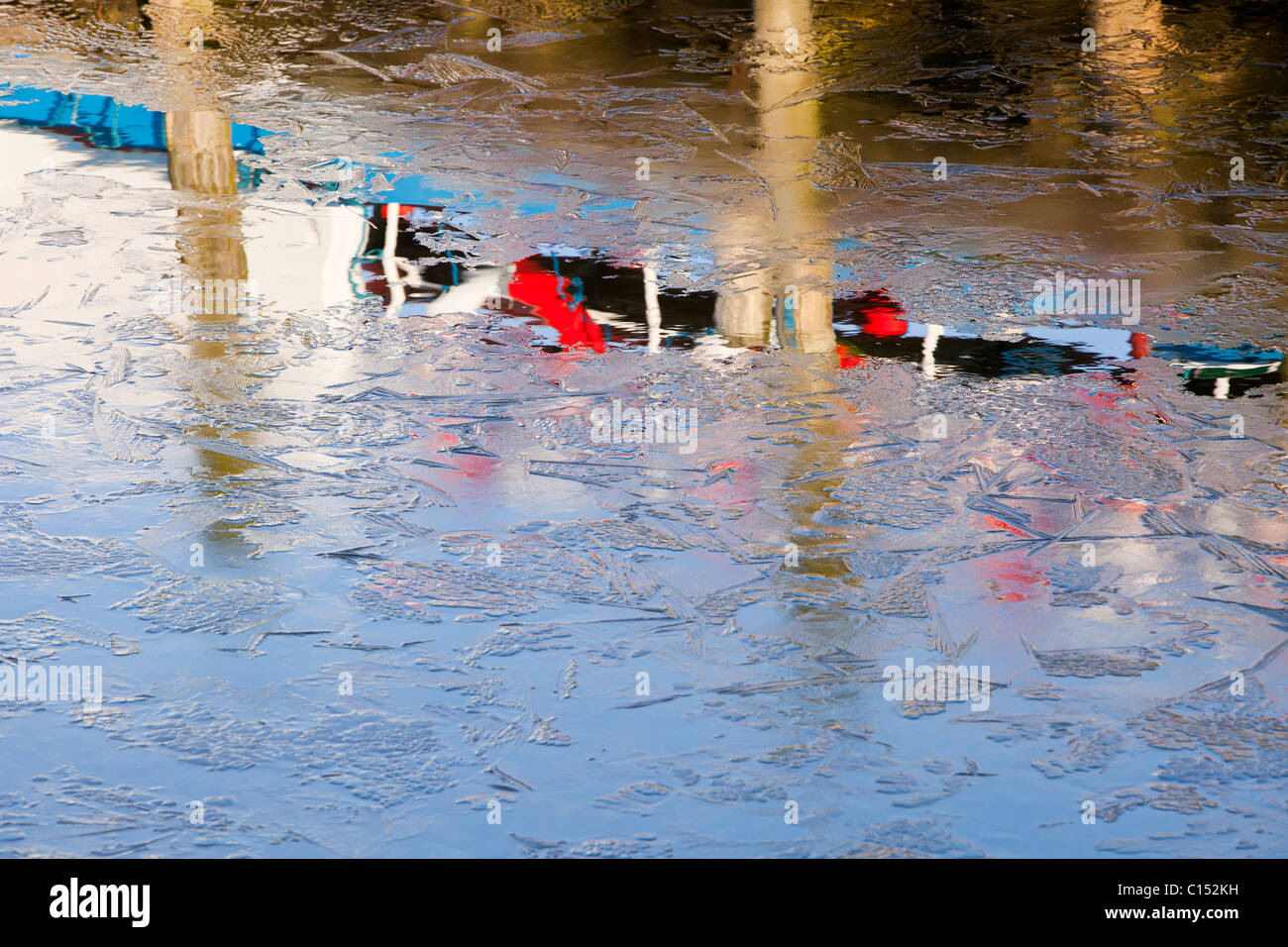 A ferry boat reflected in Lake Windermere, Lake District, UK Stock ...