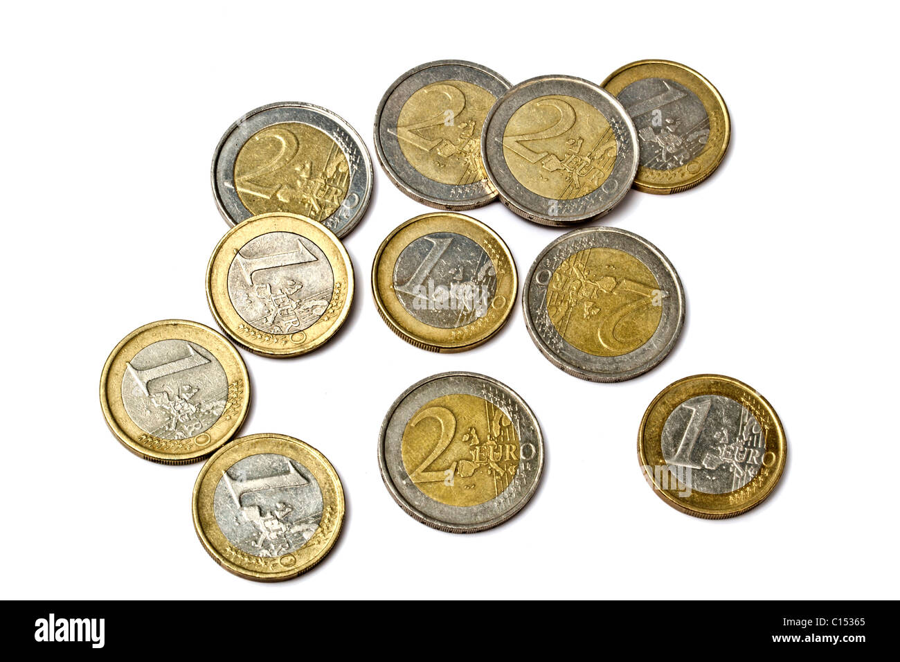 Euro coins isolated on white background Stock Photo - Alamy