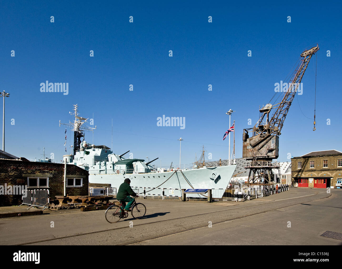 HMS Cavalier (D73) in her dock at Chatham Historic Dockyard in Kent ...