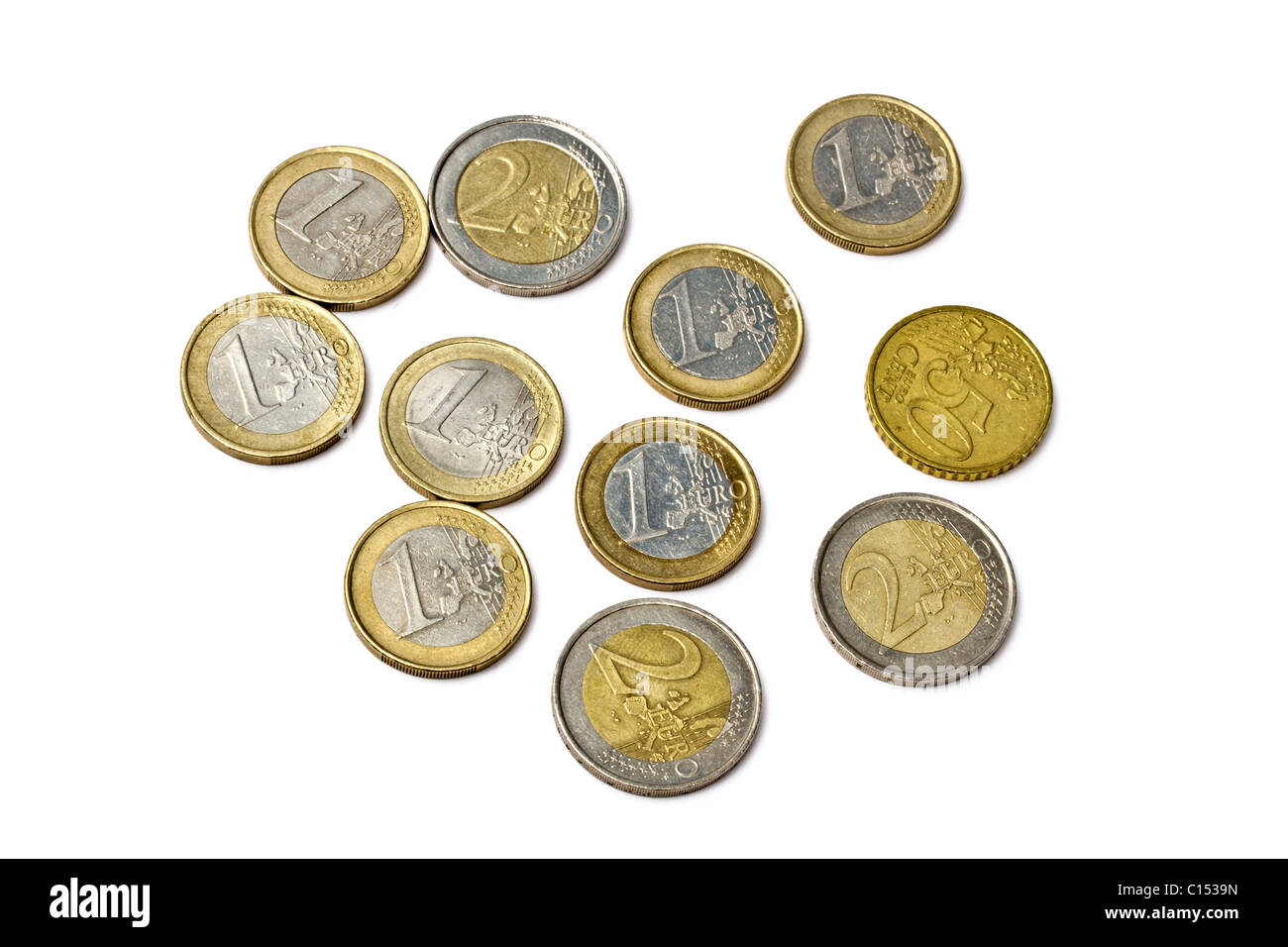 Euro coins isolated on white background Stock Photo - Alamy