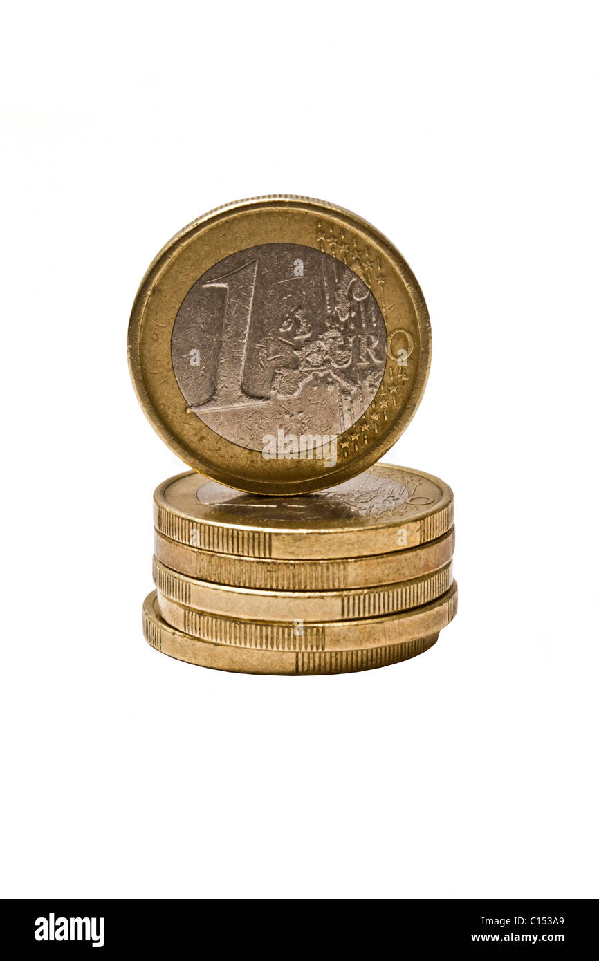 Euro coins isolated on white background Stock Photo - Alamy