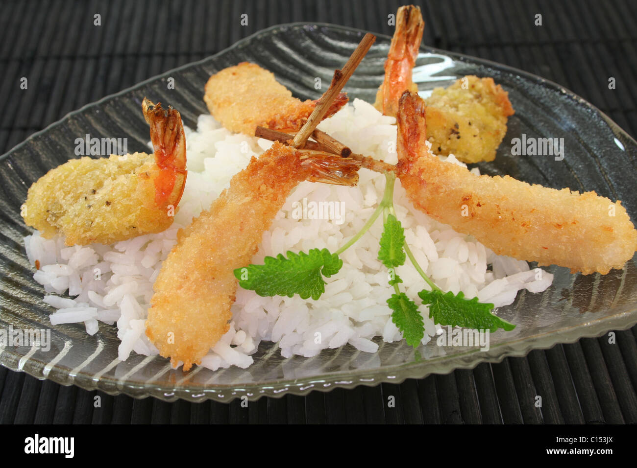 Thai prawns specialties wrapped in filo pastry with surimi, shrimp and ...
