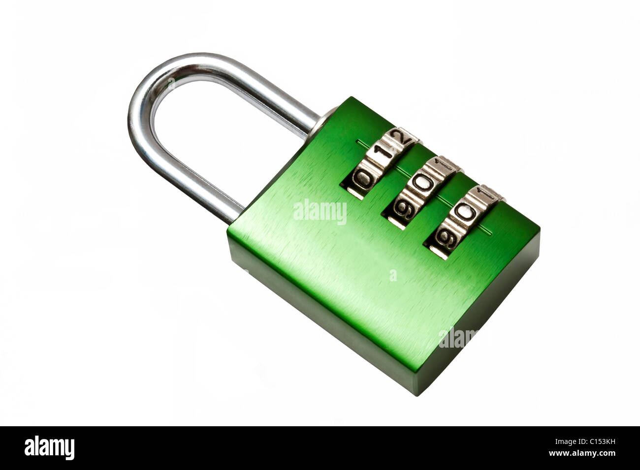 Green combination lock isolated on white background Stock Photo - Alamy