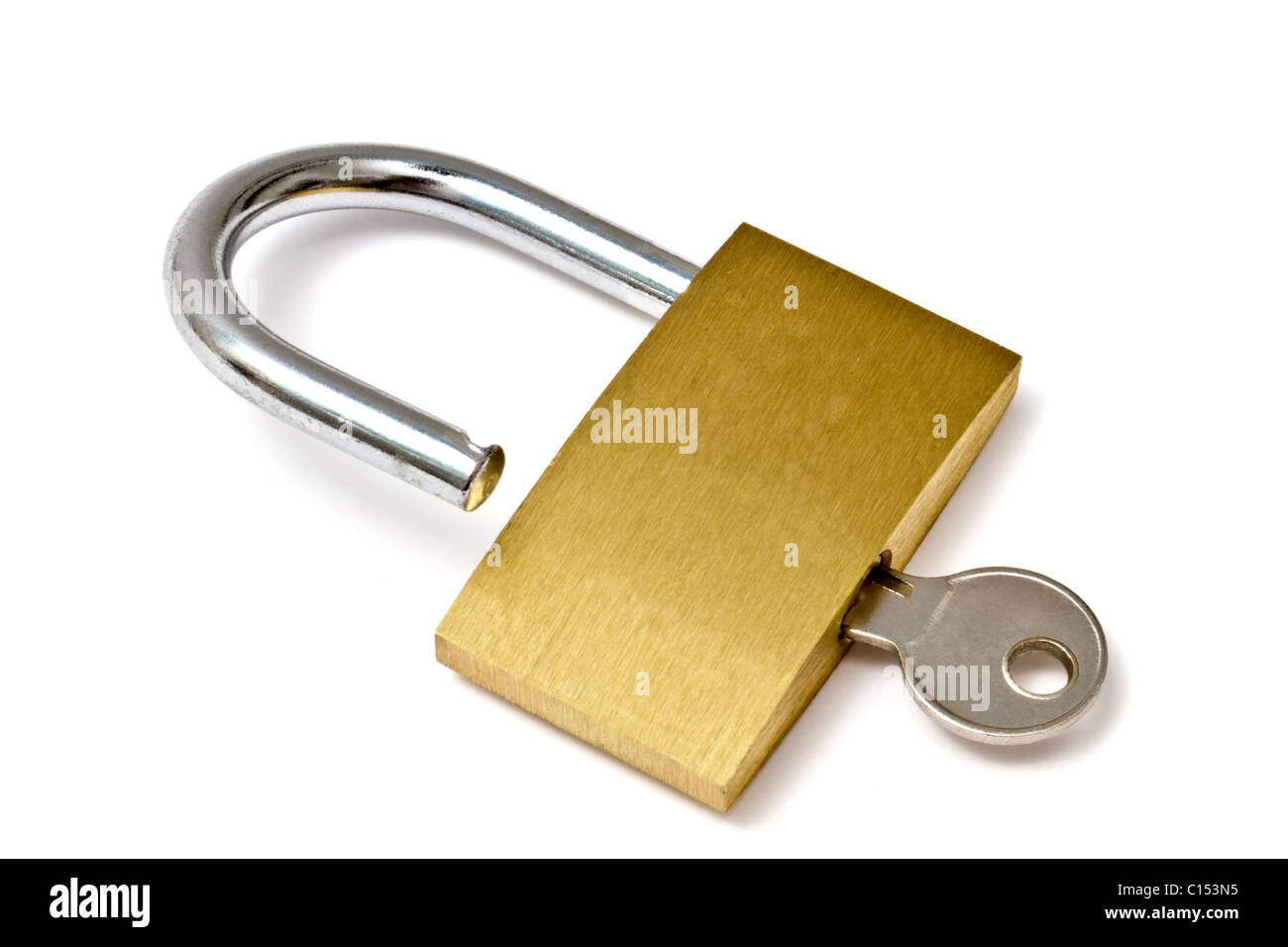Padlock and key isolated on white background Stock Photo - Alamy