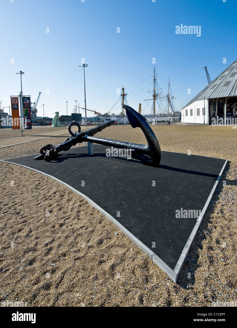 A large iron amchor on display at Chatham Historical Dockyard in Kent ...