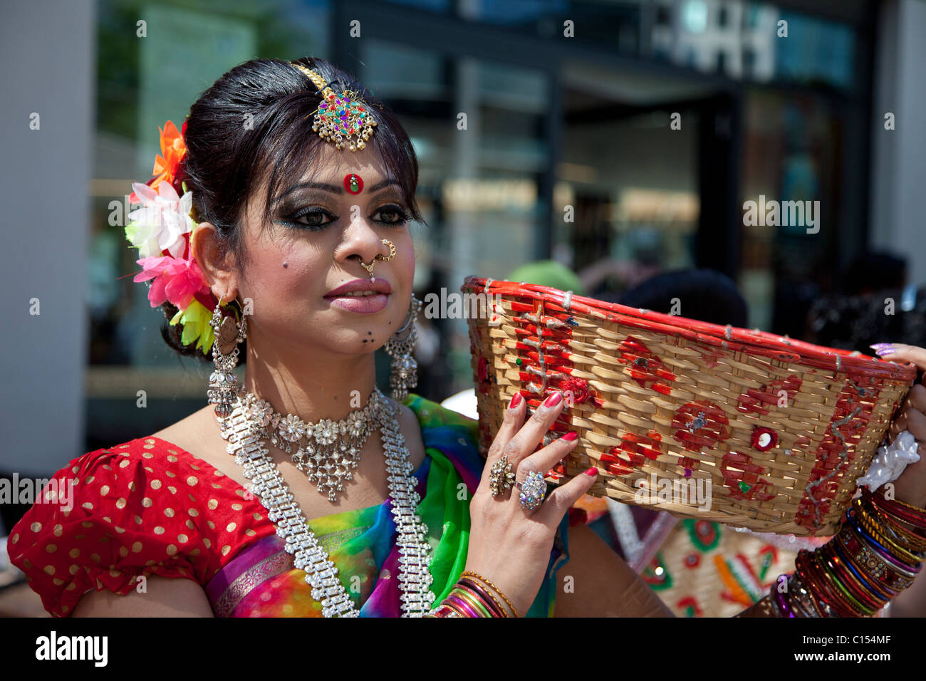 Female dancer in Baishakhi Mela Bangla festival in London's Brick Lane ...