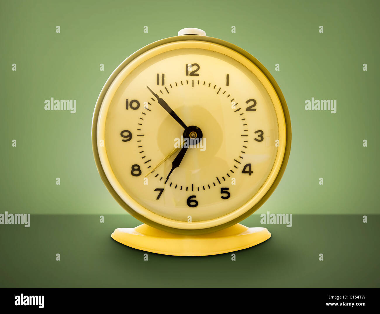 Shot of green yellow, funky 70's style retro alarm clock Stock Photo ...