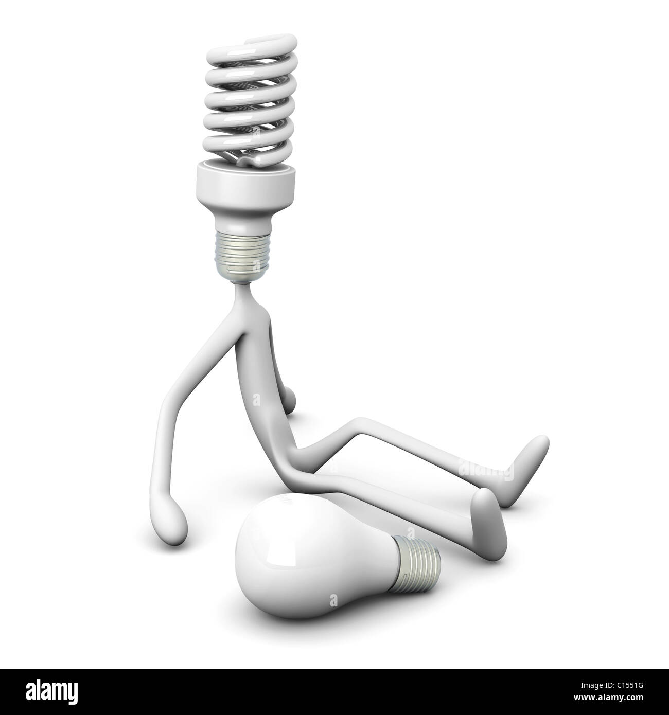 Figure man save bulb hi-res stock photography and images - Alamy