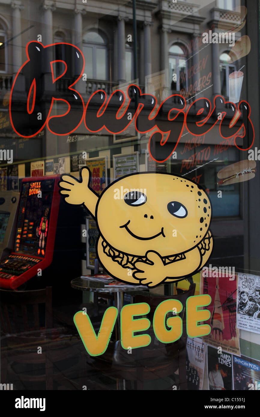 Grubbs Burgers shop window display, Hove, East Sussex, UK Stock Photo ...