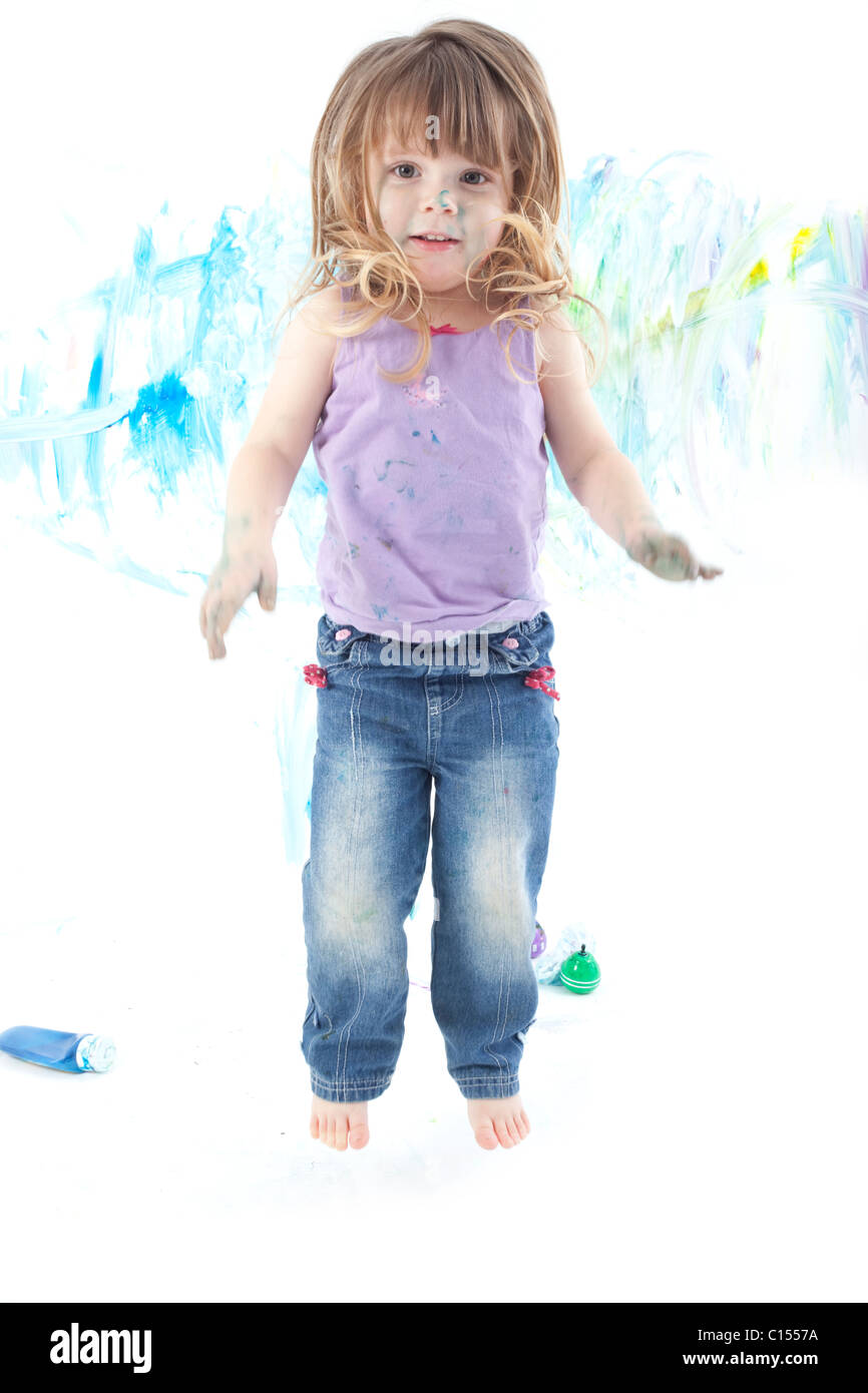 School child jumping hi-res stock photography and images - Alamy