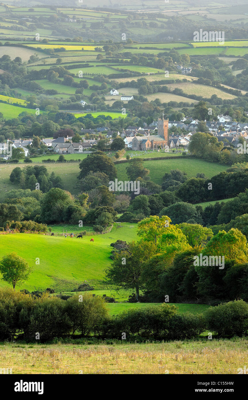 The village of Moretonhampstead on Dartmoor National Park with lush ...