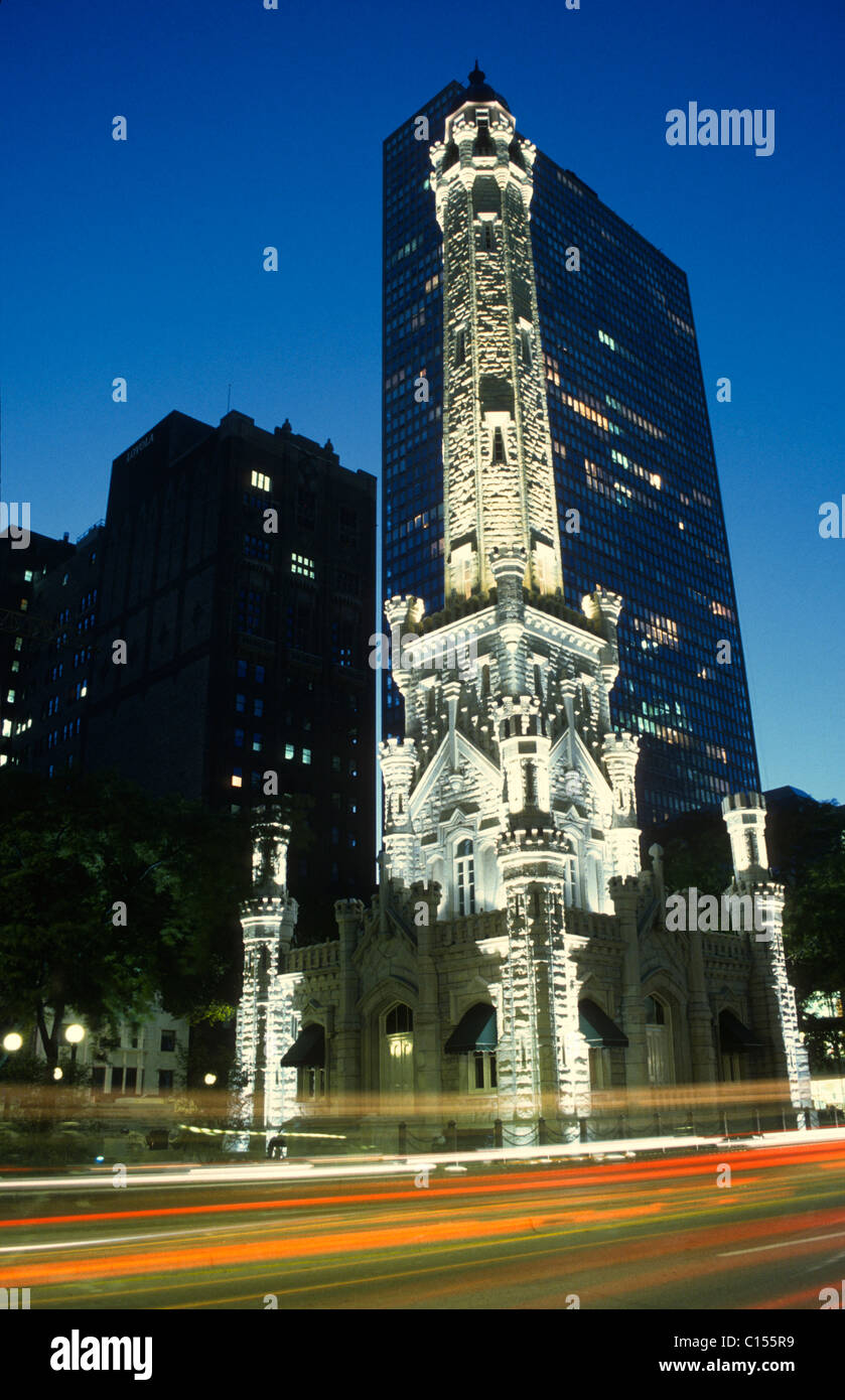 Water Tower building at night Stock Photo - Alamy