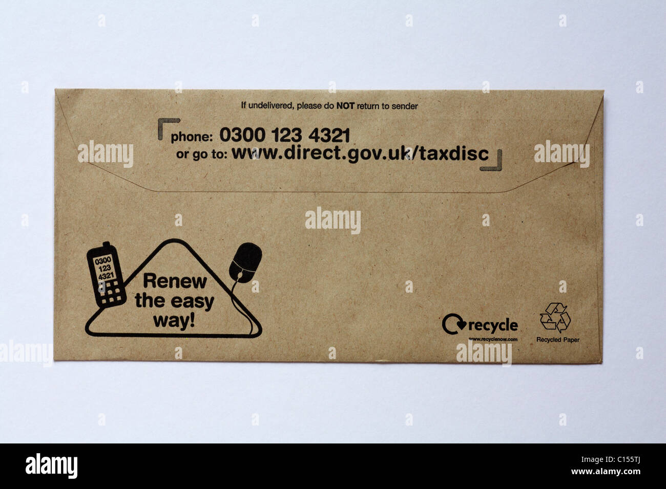 Car tax renewal reminder letter isolated on white background Stock ...