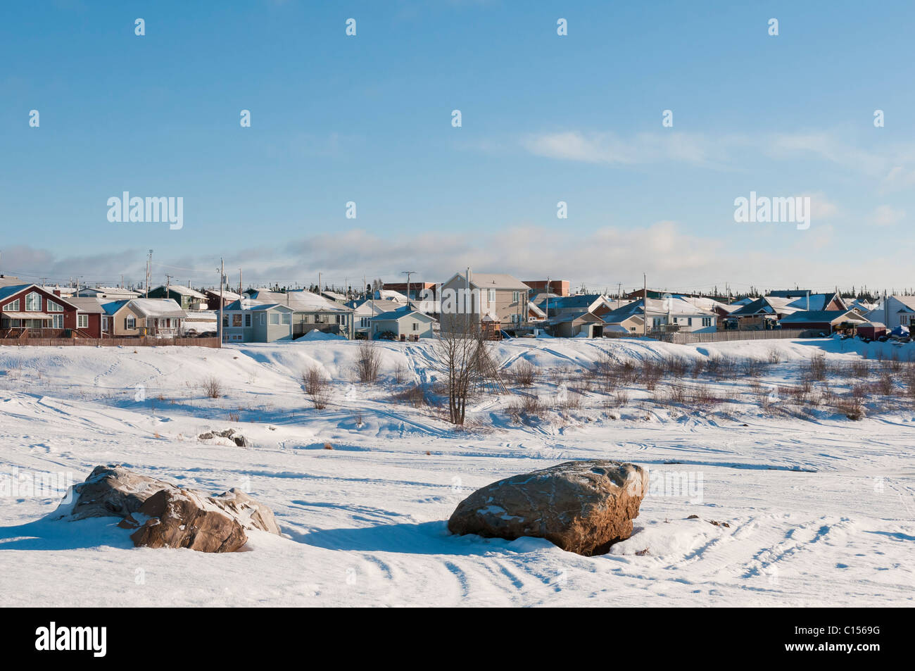 Cree native reservation James Bay region Northern Quebec Stock Photo ...