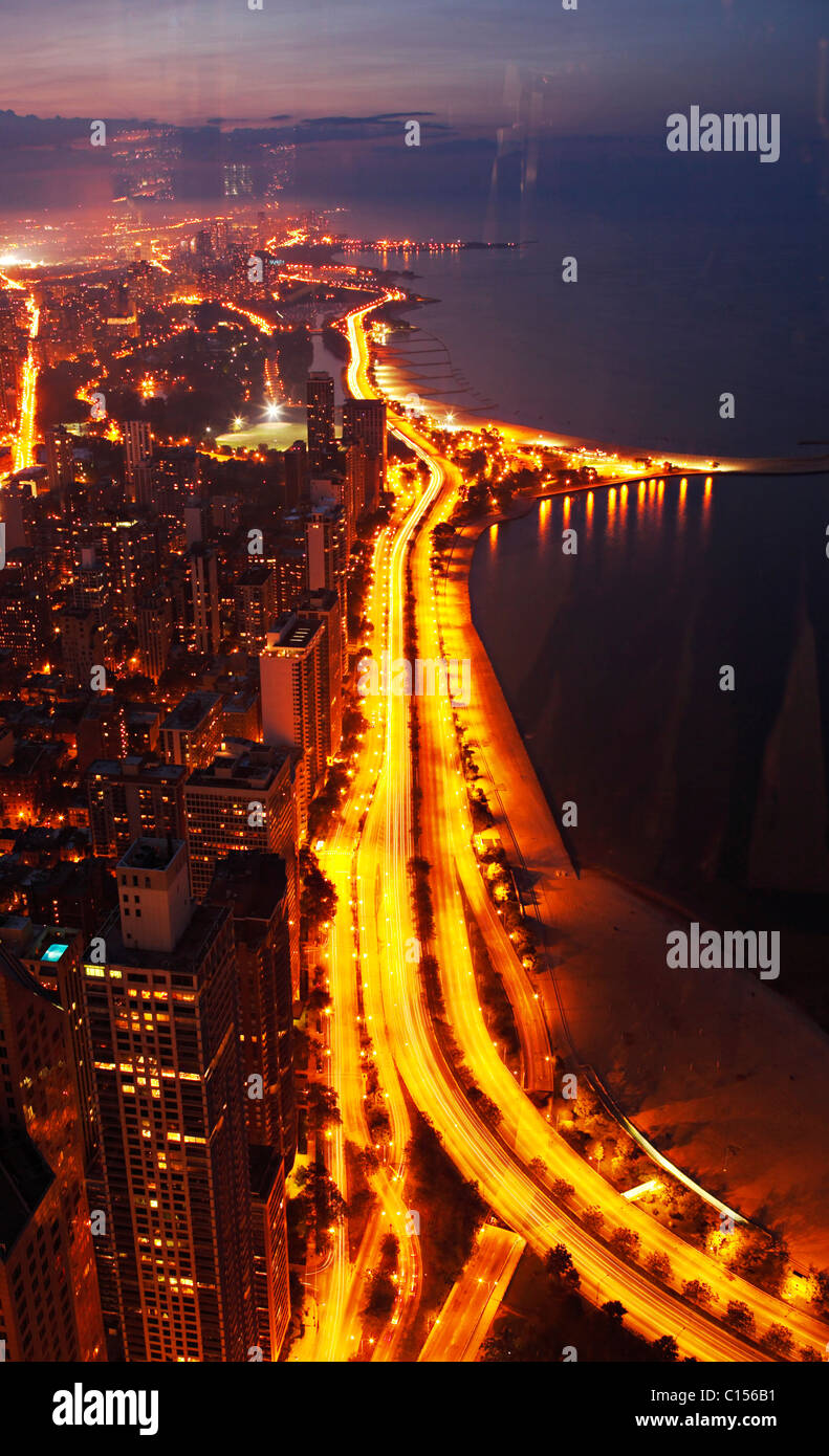 Aerial illuminated view lake shore hi-res stock photography and images ...