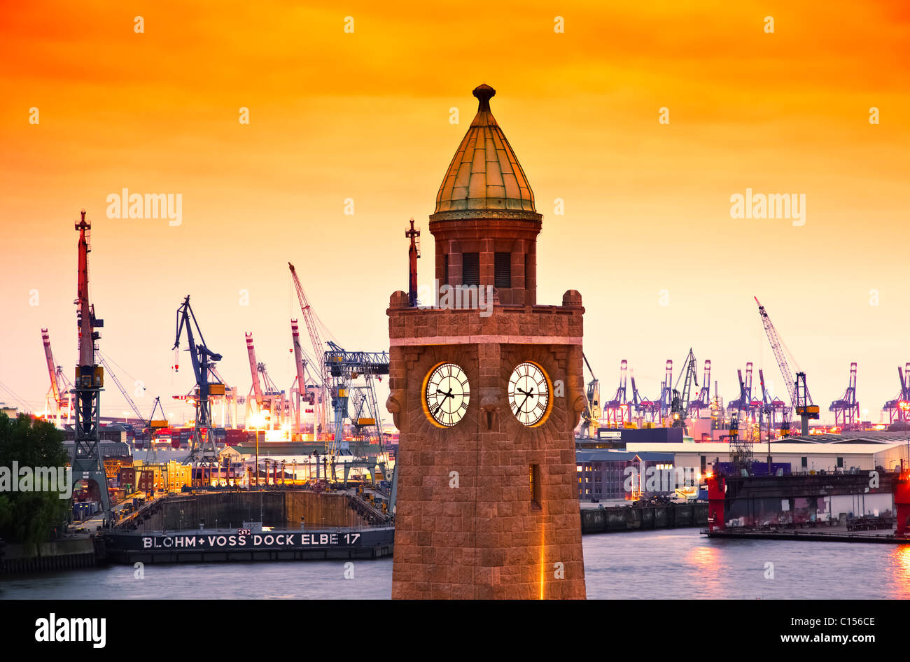 Hamburg harbor clock tower hi-res stock photography and images - Alamy