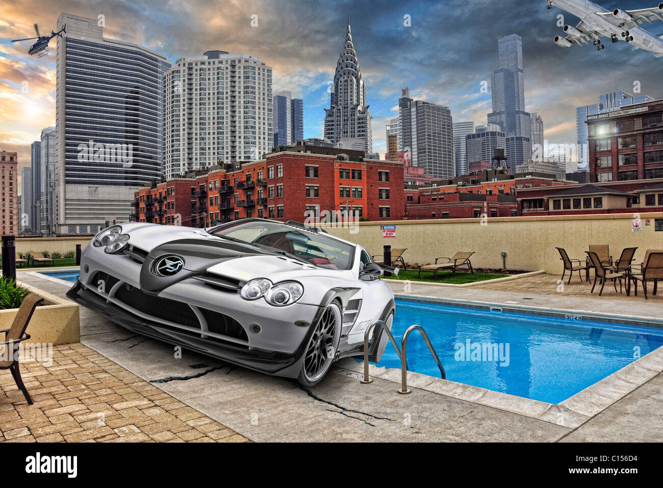 Car in swimming pool Stock Photo - Alamy