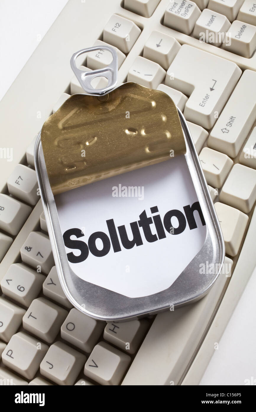 Can and word Solution, Concept of Easy Solution Stock Photo - Alamy