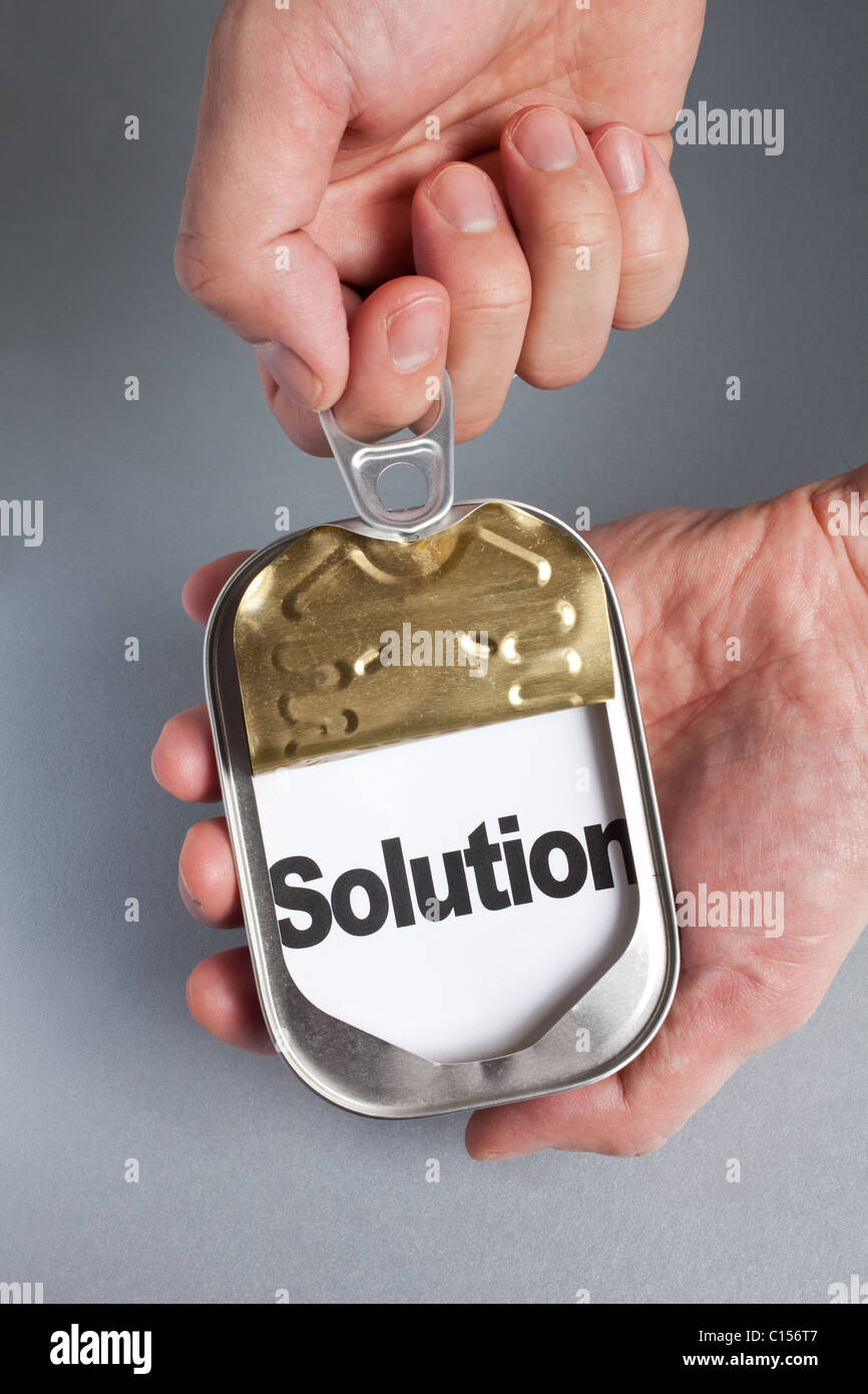 Can and word Solution, Concept of Easy Solution Stock Photo - Alamy