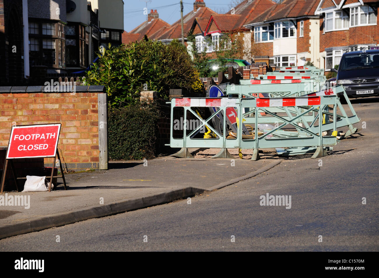 Barricade footpath barricade hi-res stock photography and images - Alamy