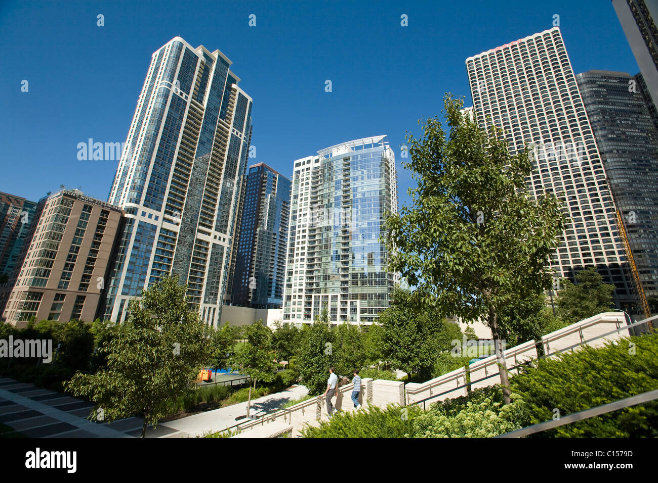 Residential buildings with park Stock Photo - Alamy