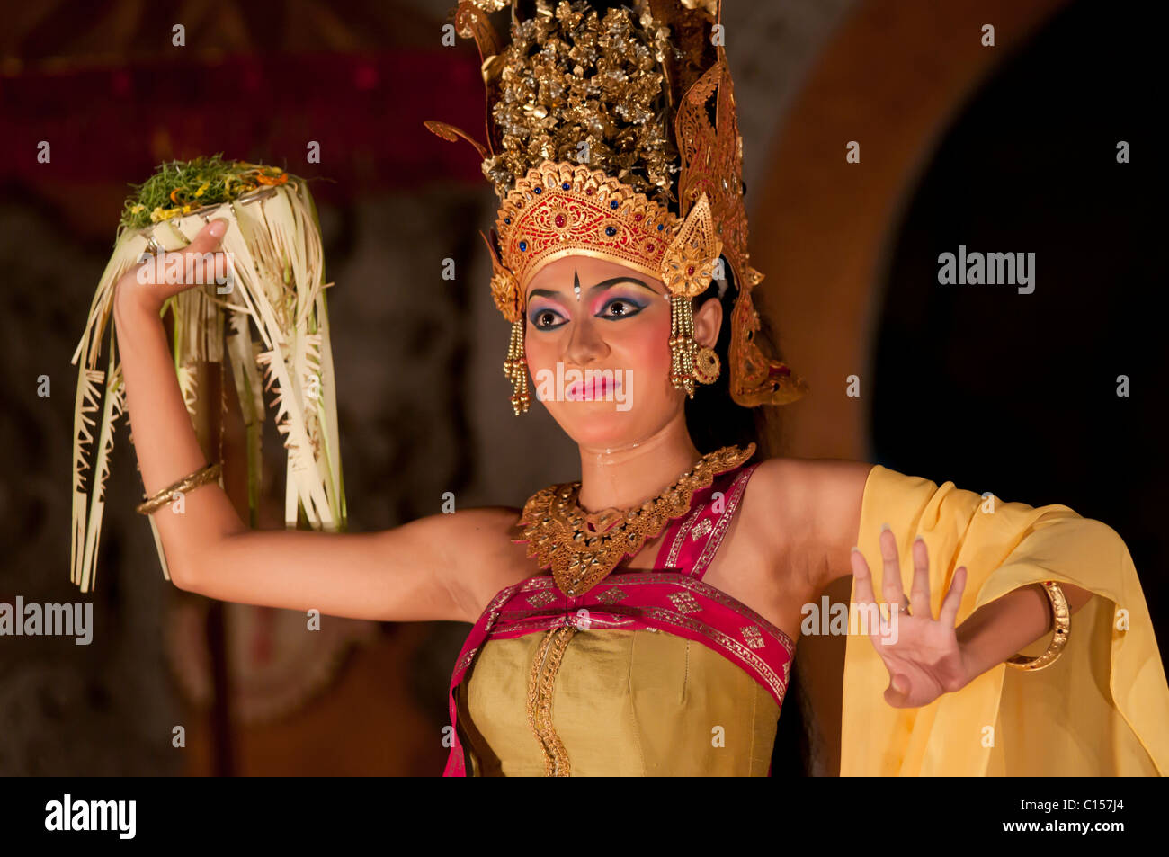 Balinese legong dancers performing in Ubud Bali Indonesia Stock Photo ...