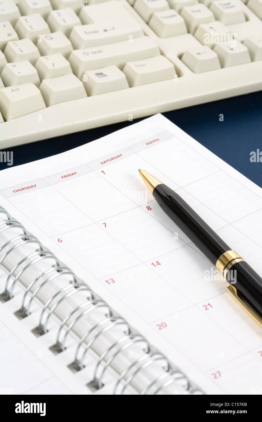 calendar and computer keyboard close up Stock Photo - Alamy