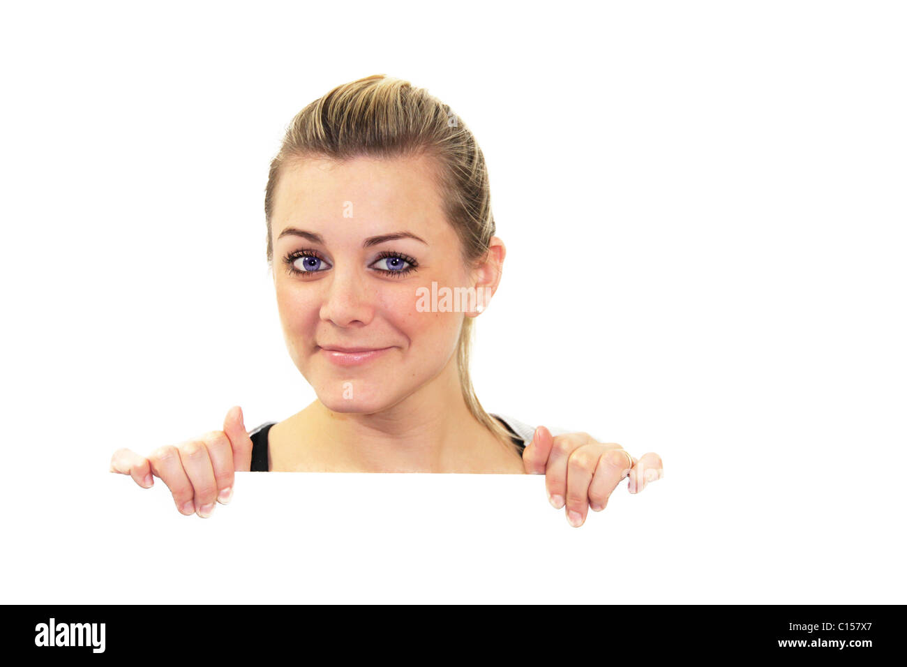 woman holding blank sign Stock Photo - Alamy
