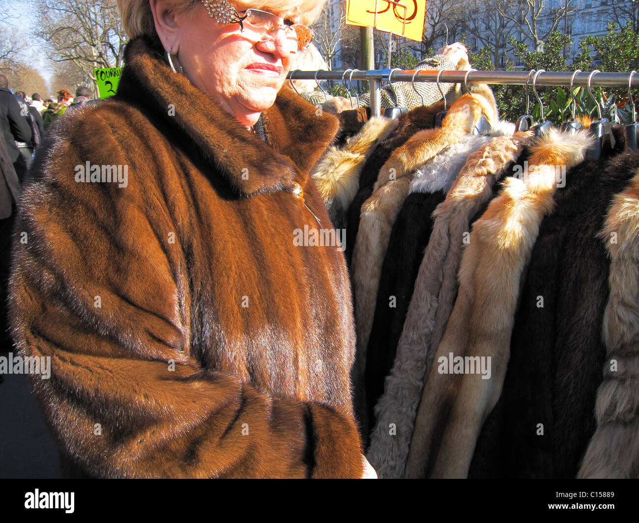 Old woman in fur coat hi-res stock photography and images - Alamy