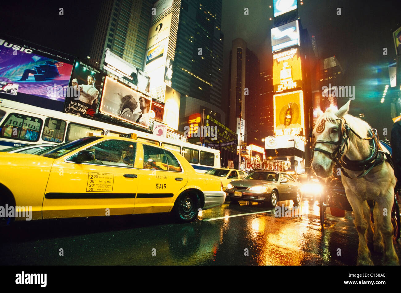 Times square car cars traffic night nights hi-res stock photography and ...