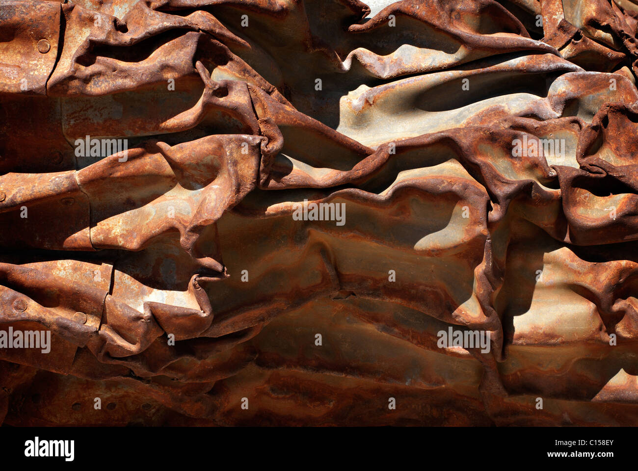Crumpled,rusty metal surface filling the frame Stock Photo - Alamy