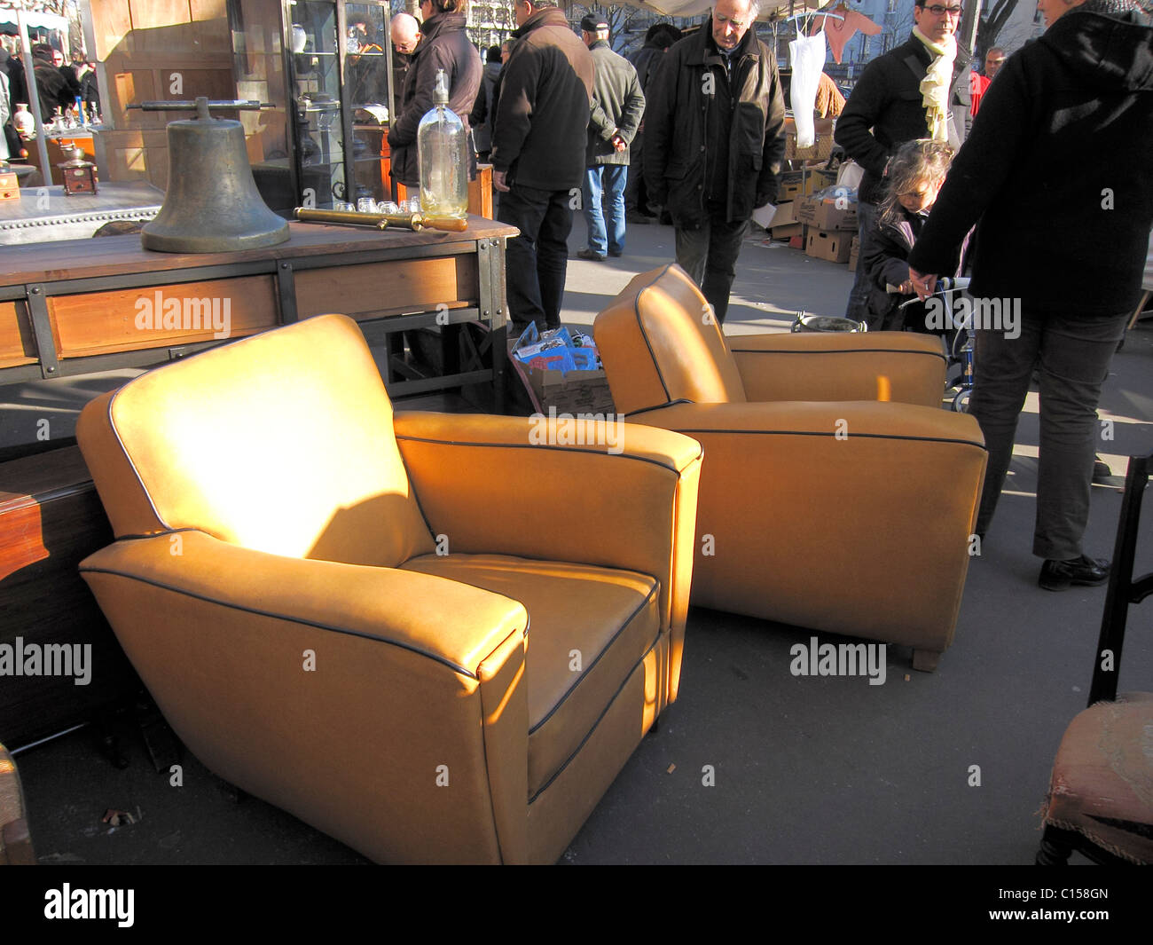 Paris, France, Chairs on Display Outside, Shopping in French Flea ...