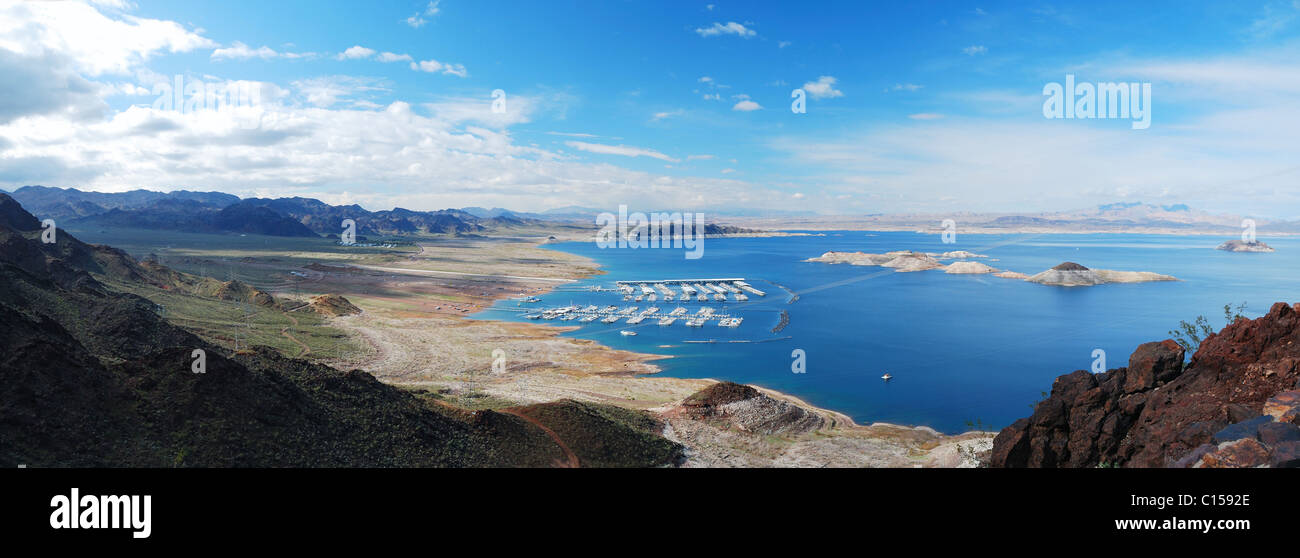 Lake mead panorama on Colorado River. Lake mead is the largest ...