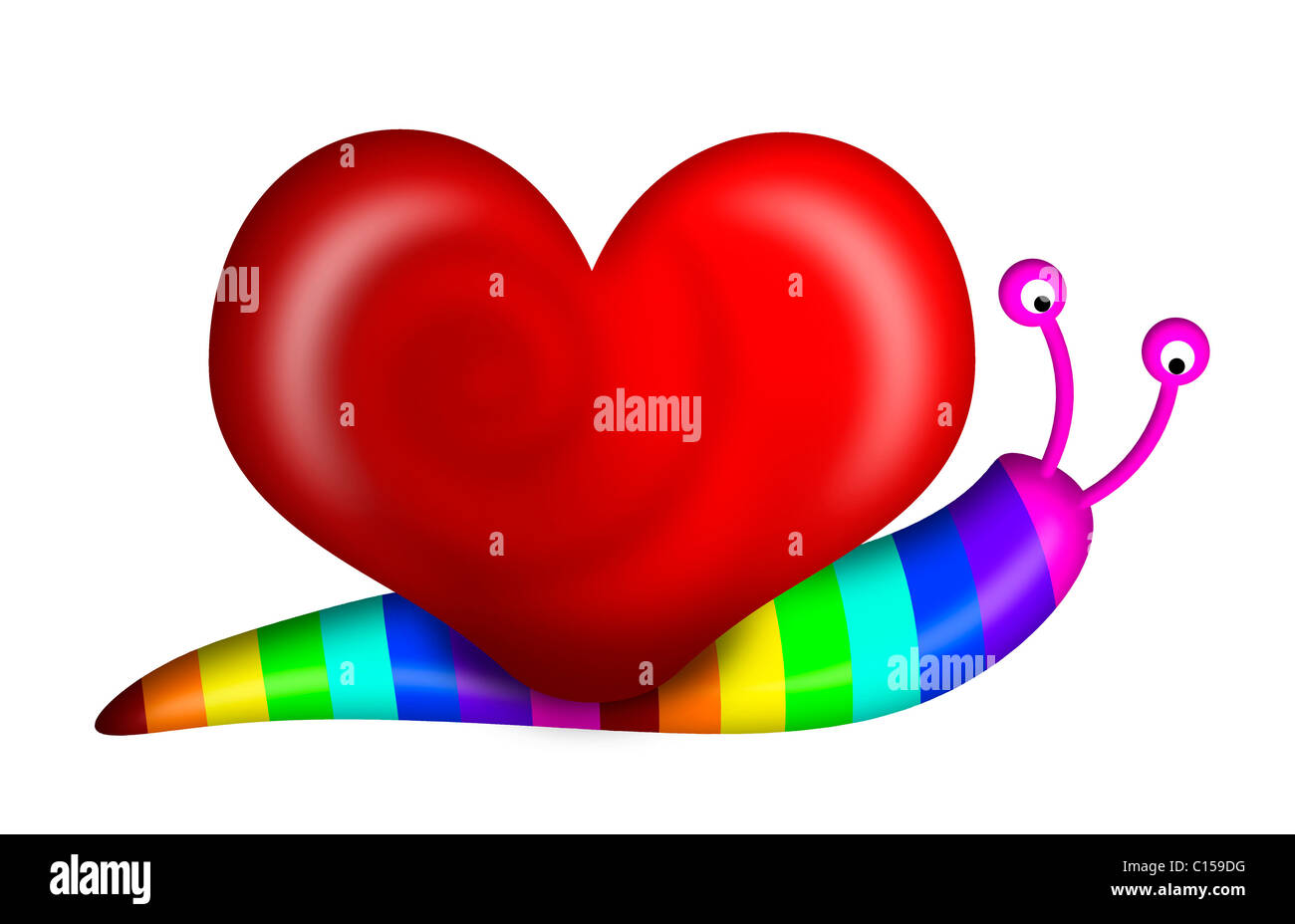 Abstract Snail with Heart Shape Shell and Rainbow Colors Illustration ...