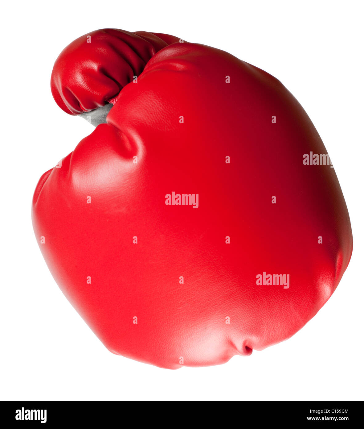 Closeup of a punch using a boxing glove isolated on white background ...