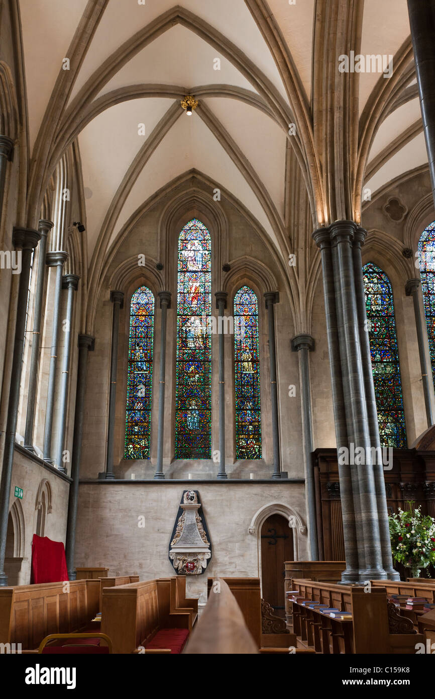 Stained Glass in the left side chapel at the Temple Church . The ...