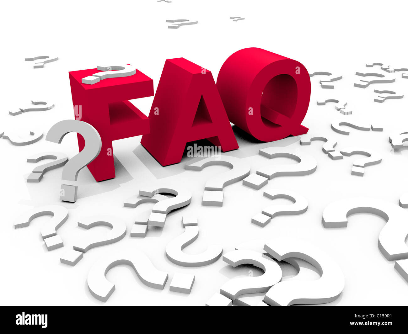 The word FAQ surrounded by questionmarks Stock Photo - Alamy