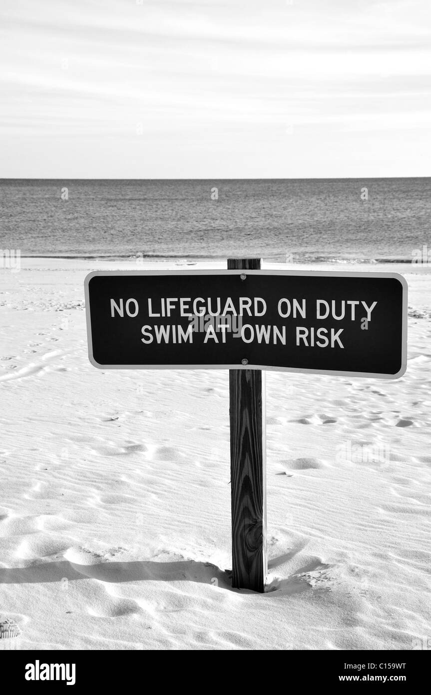 No lifeguard sign Black and White Stock Photos & Images - Alamy