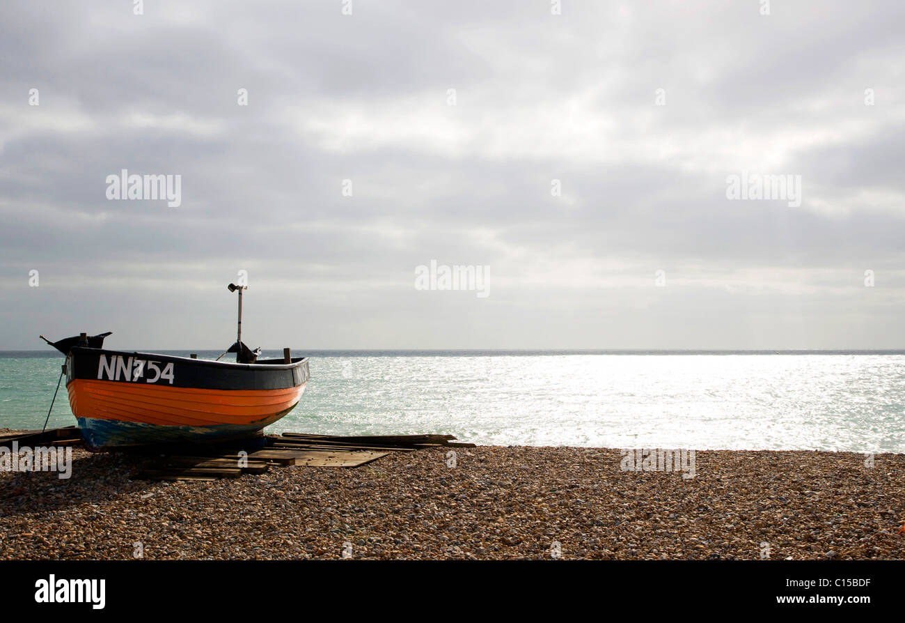 Fishing boat on beach at Goring West Sussex Stock Photo - Alamy