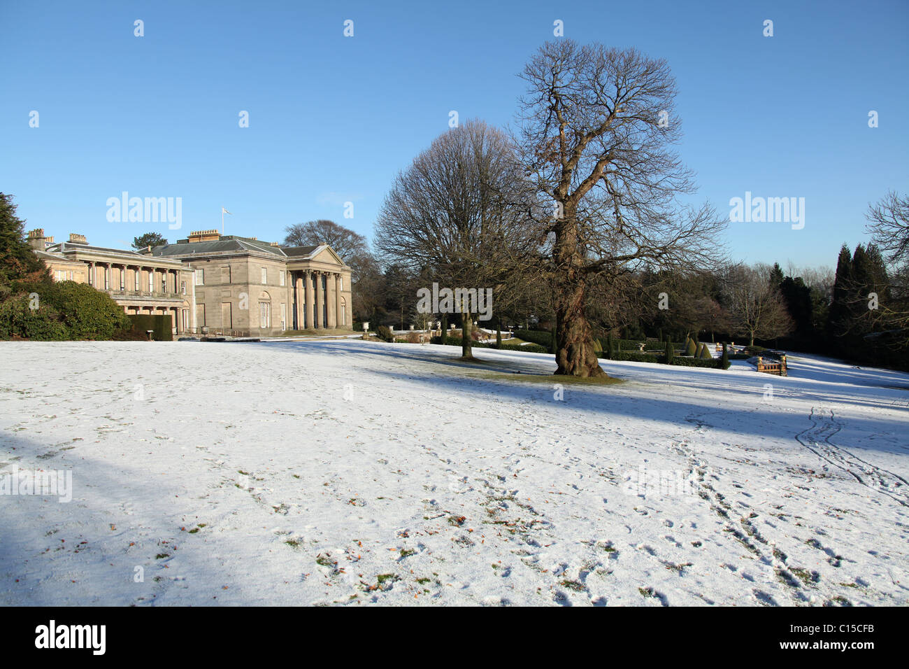Estate of Tatton Park, England. Winter view of the 18th century Samuel ...