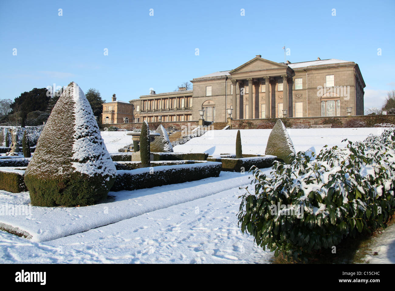 Estate of Tatton Park, England. Winter view of the 18th century Samuel ...